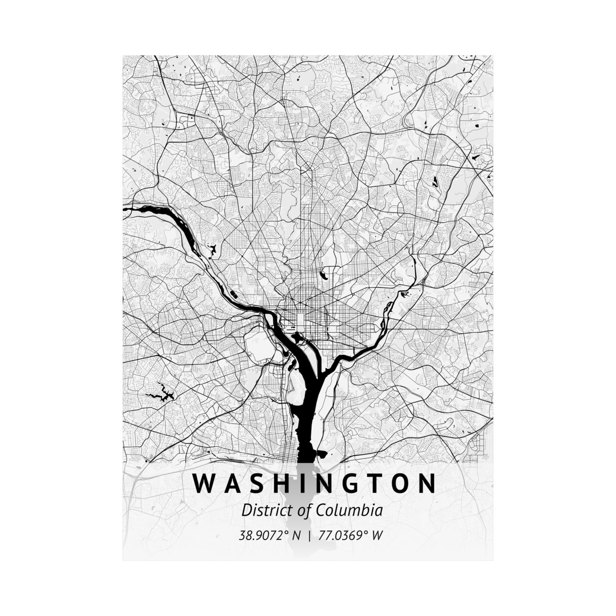 Custom City Map Washington DC Map Print City Map Print Washington DC ...