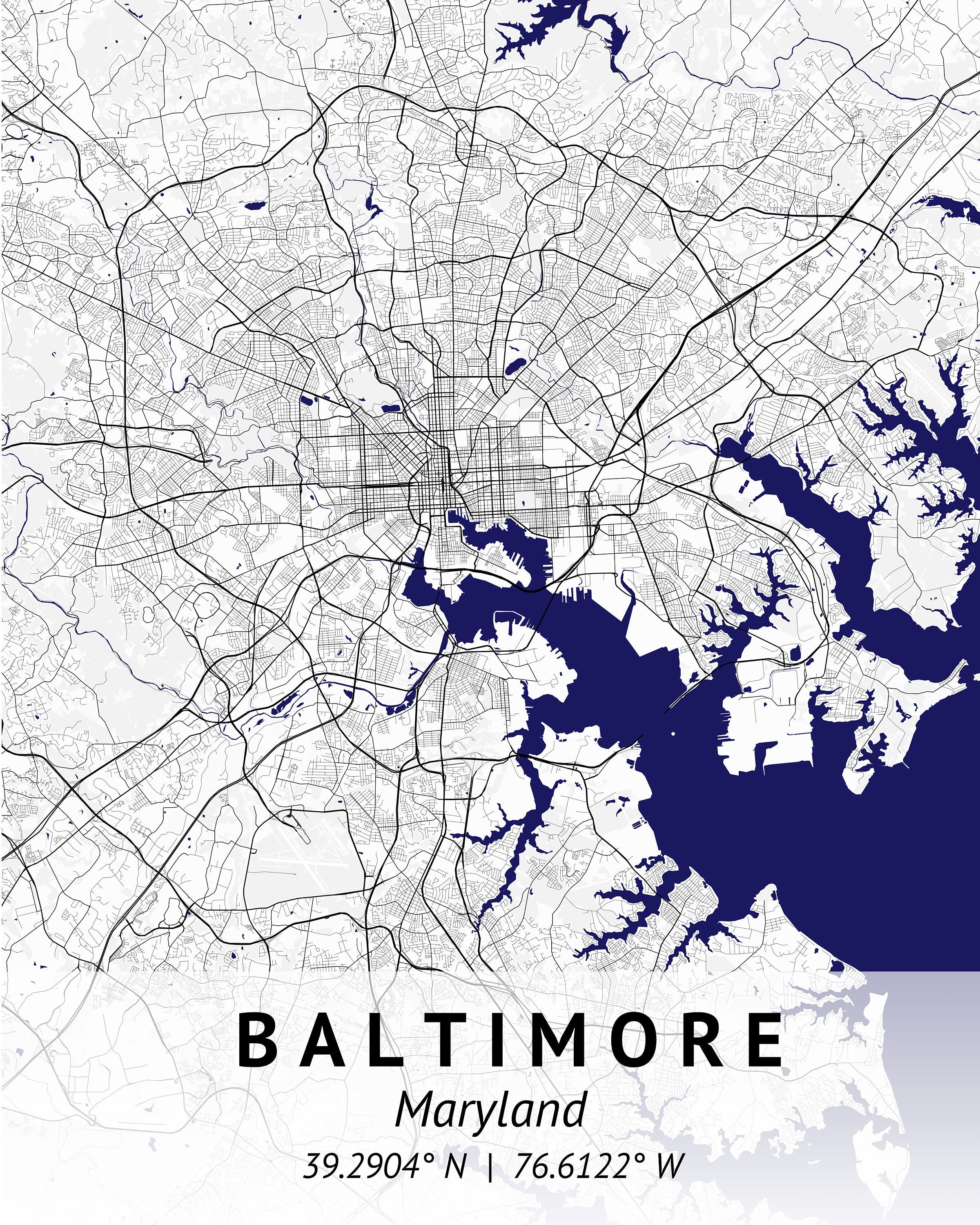 Maps Digital Map Baltimore Digital Maps Map Print Printable Wall Art ...