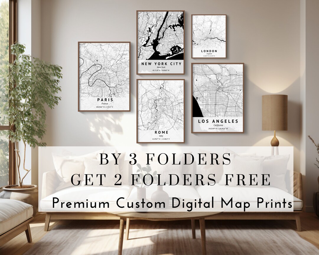 Custom City Map Digital Print Custom Map Prints Any Location With 3 for ...