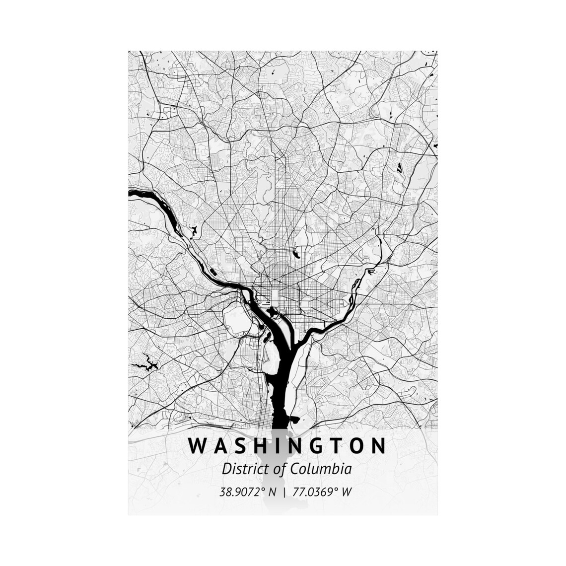 Custom City Map Washington DC Map Print City Map Print Washington DC ...