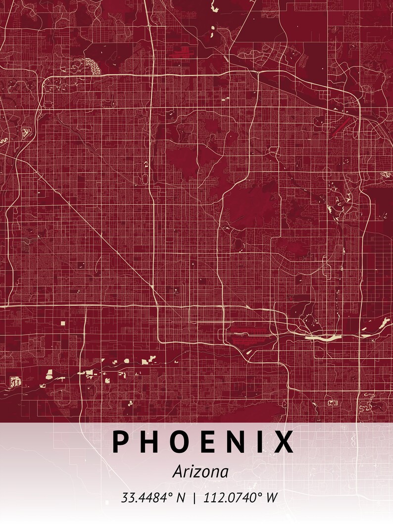 Custom City Map Phoenix Digital Download Folder | Map Print Digital ...