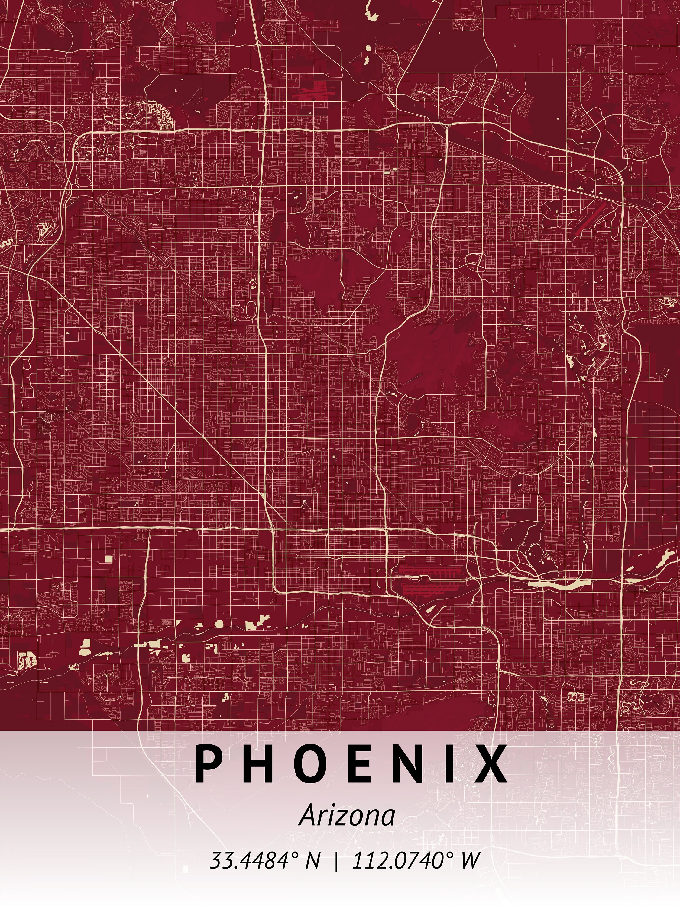 Custom City Map Phoenix Digital Download Folder Map Print Digital ...
