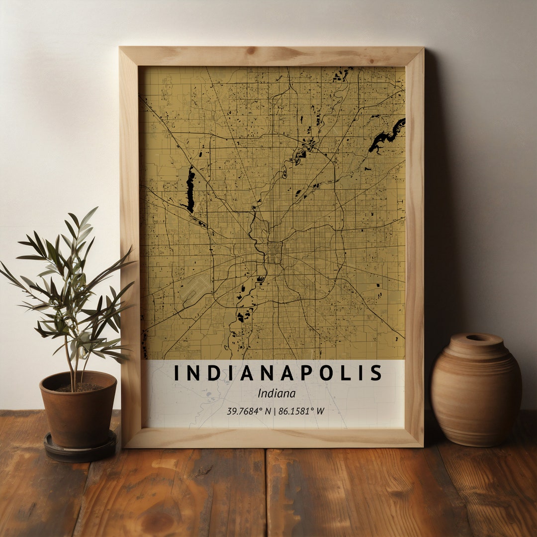 Custom City Map Map Print Indianapolis Indiana Indianapolis Map Print ...