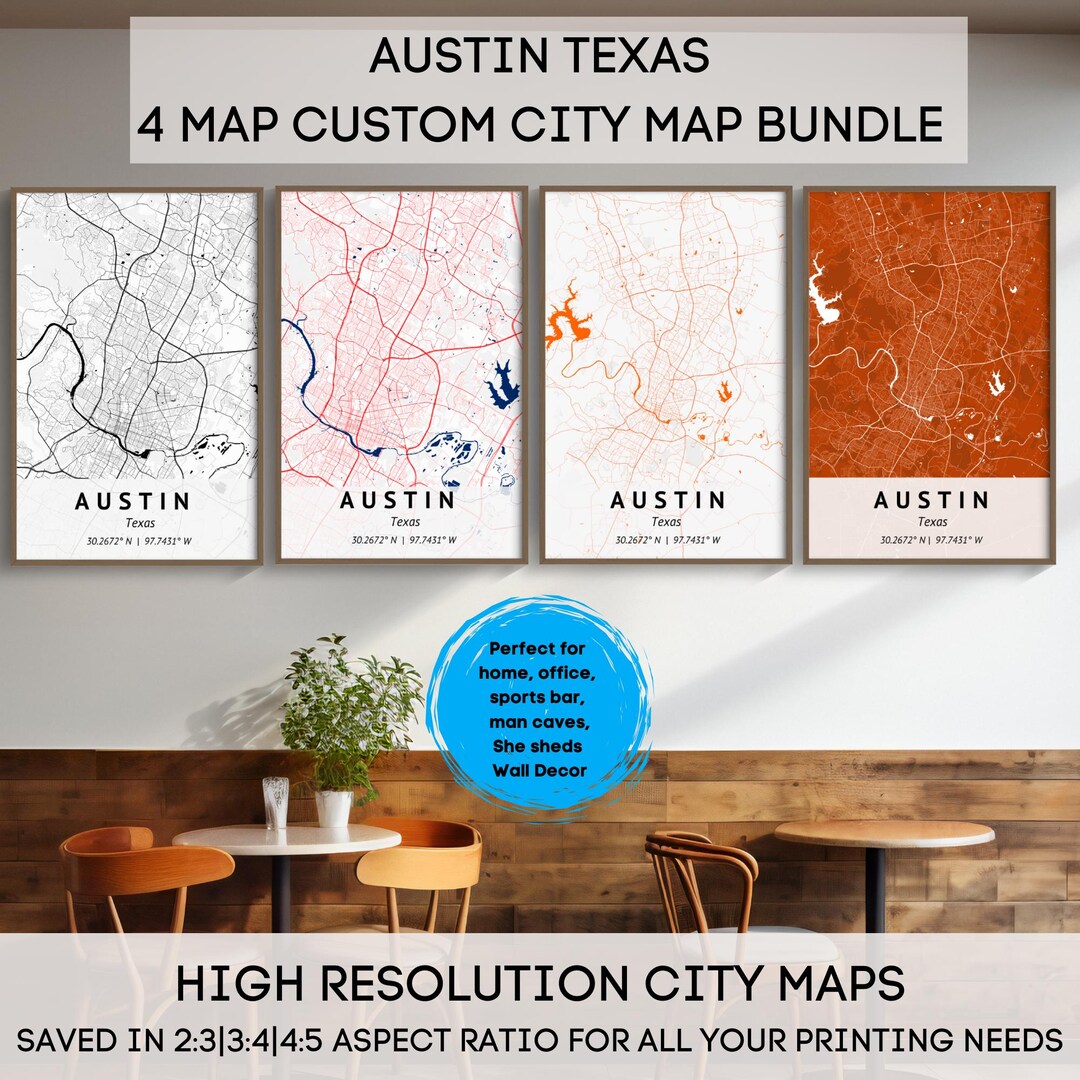Custom City Map Austin Digital Download Folder | Map Print Digital ...