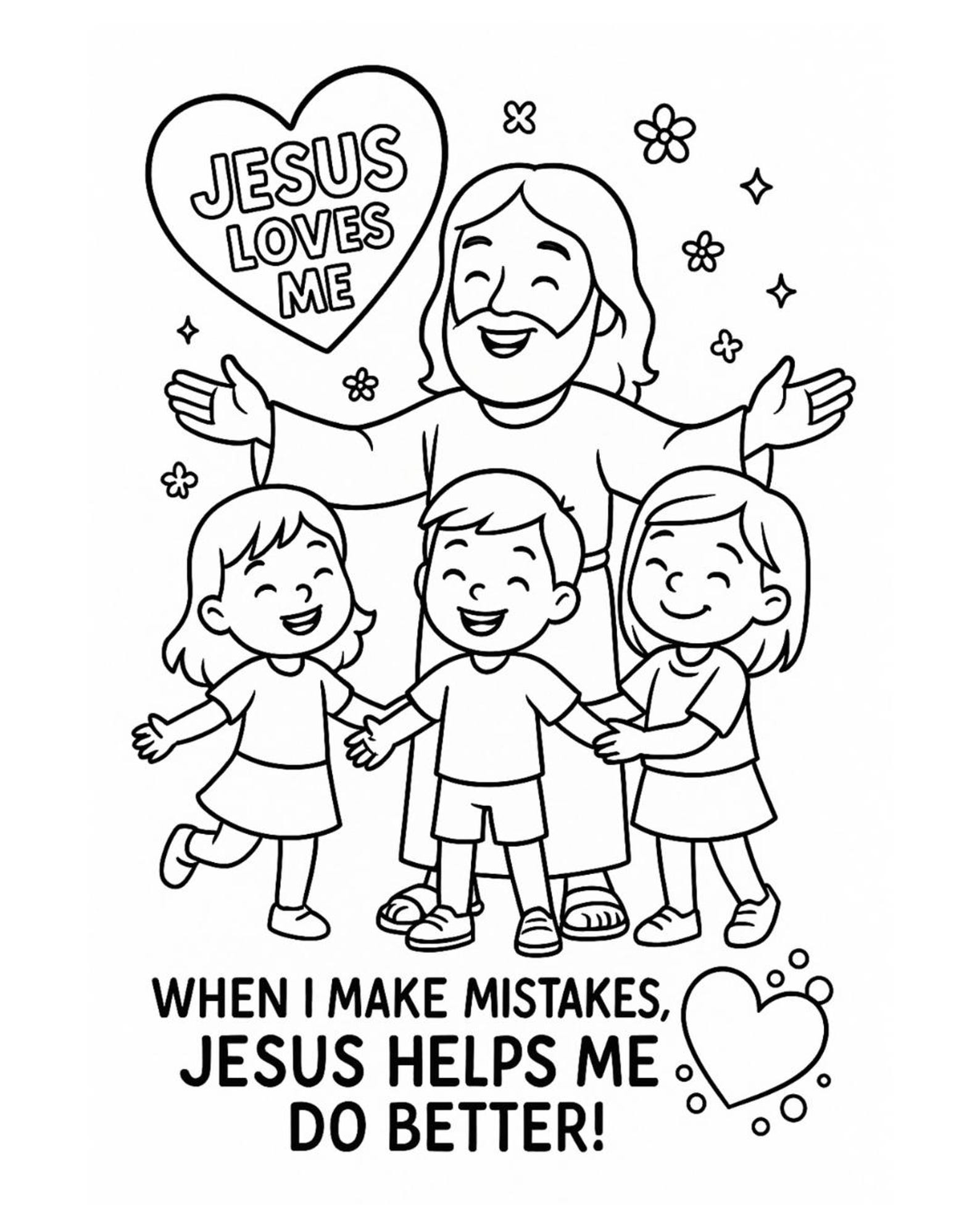 Jesus Loves Me Coloring Page: Christian Kids Activity (PDF) - Etsy