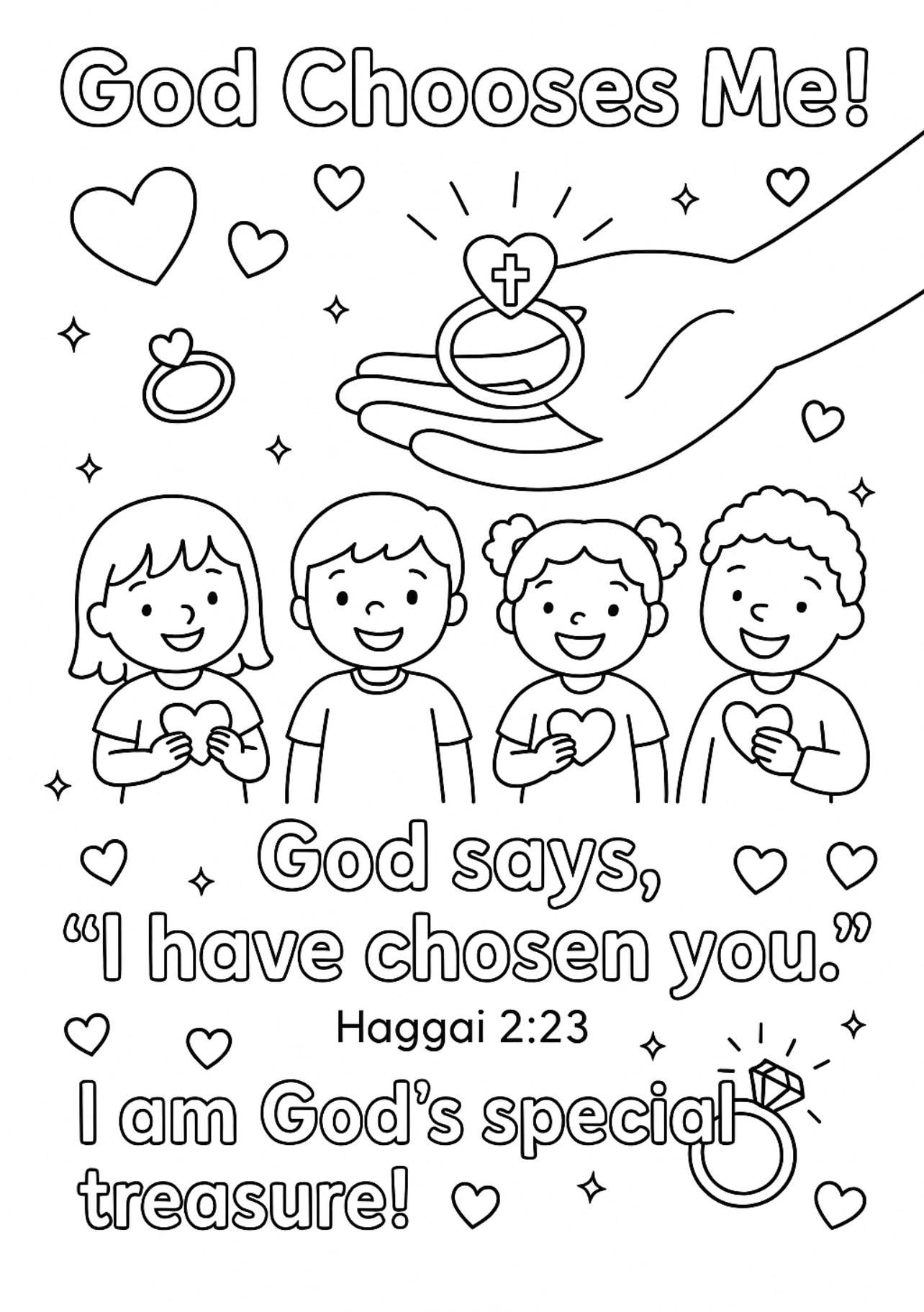 Christian Coloring Pages, God Chooses Me, Sunday School (PDF) - Etsy