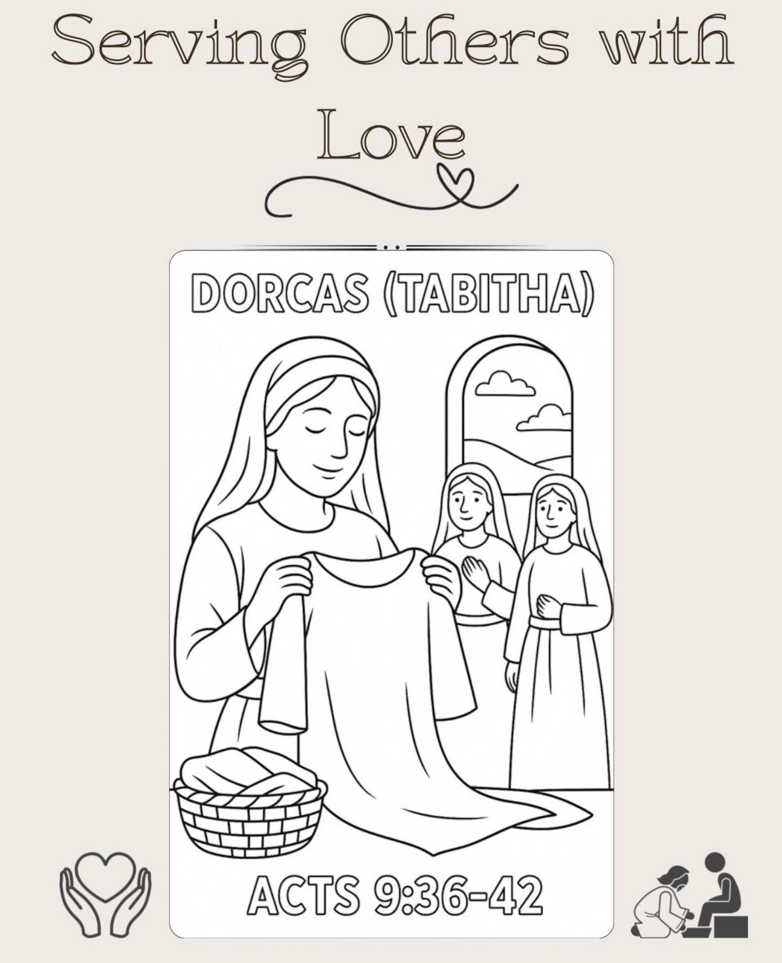 Dorcas Tabitha Bible Coloring Page | Acts 9:36-42 Printable | Serving ...