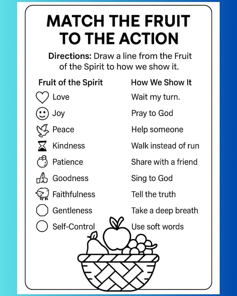 Match the Fruit to the Action – Fruits of the Spirit Preschool ...