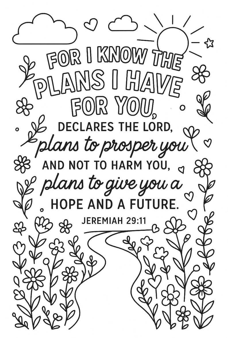 Jeremiah 29:11 Coloring Page | Bible Verse Art (digital Download) - Etsy