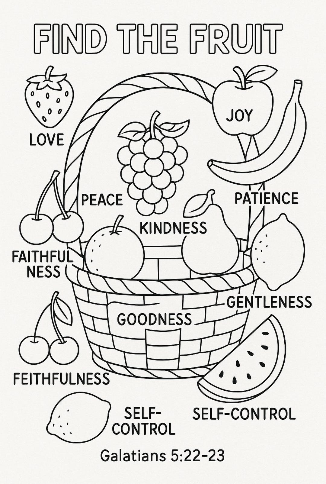Fruits of the Spirit Coloring Pages & Activity Book for Kids ...