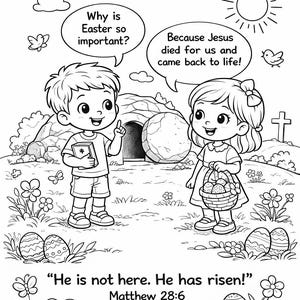 Christian Easter Coloring Pages for Kids | Preschool He is Risen ...