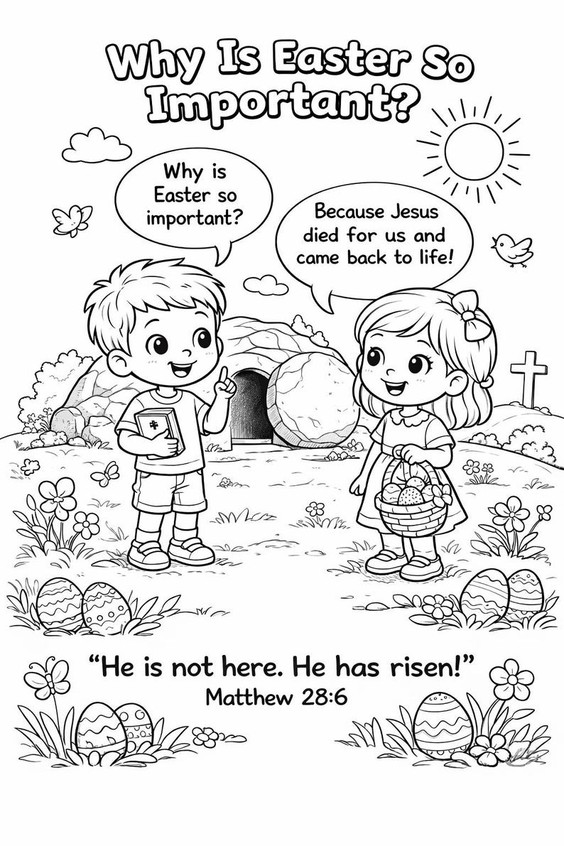 Christian Easter Coloring Pages for Kids | Preschool He is Risen ...