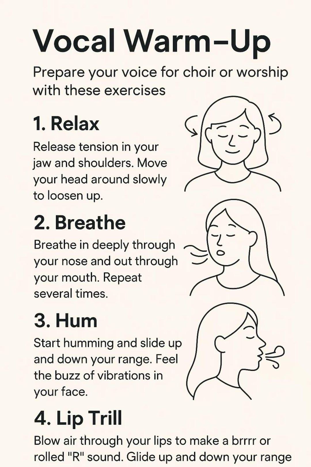 Vocal Warm-up Printable | Choir & Worship Team Voice Exercises ...