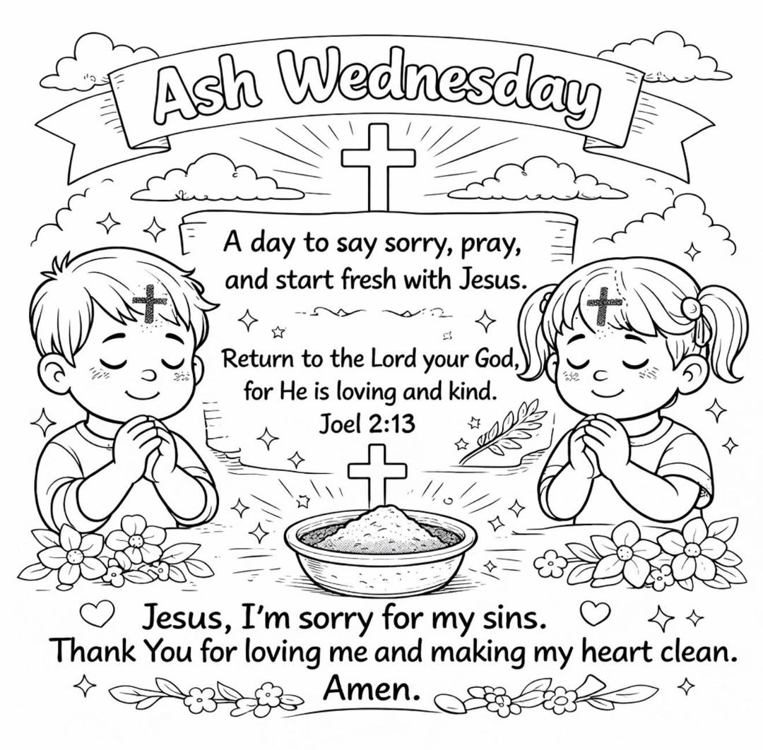 Ash Wednesday Coloring Page | Joel 2:13, Kids Lent Activity (printable ...