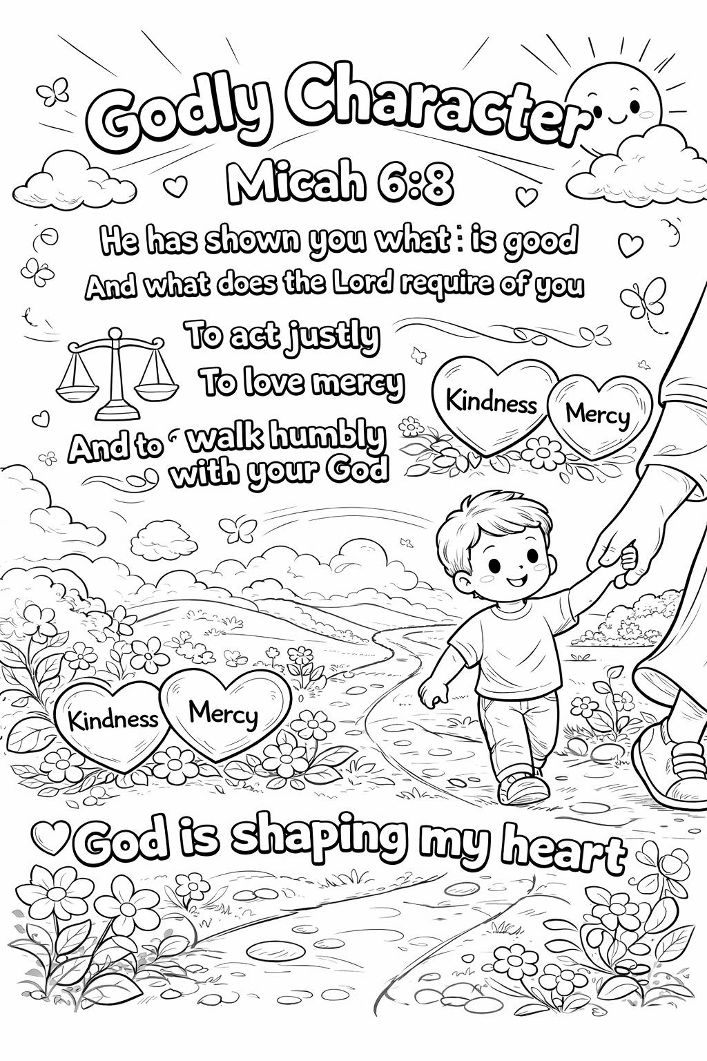 Micah 6:8 Coloring Page | Godly Character Printable (digital Download ...
