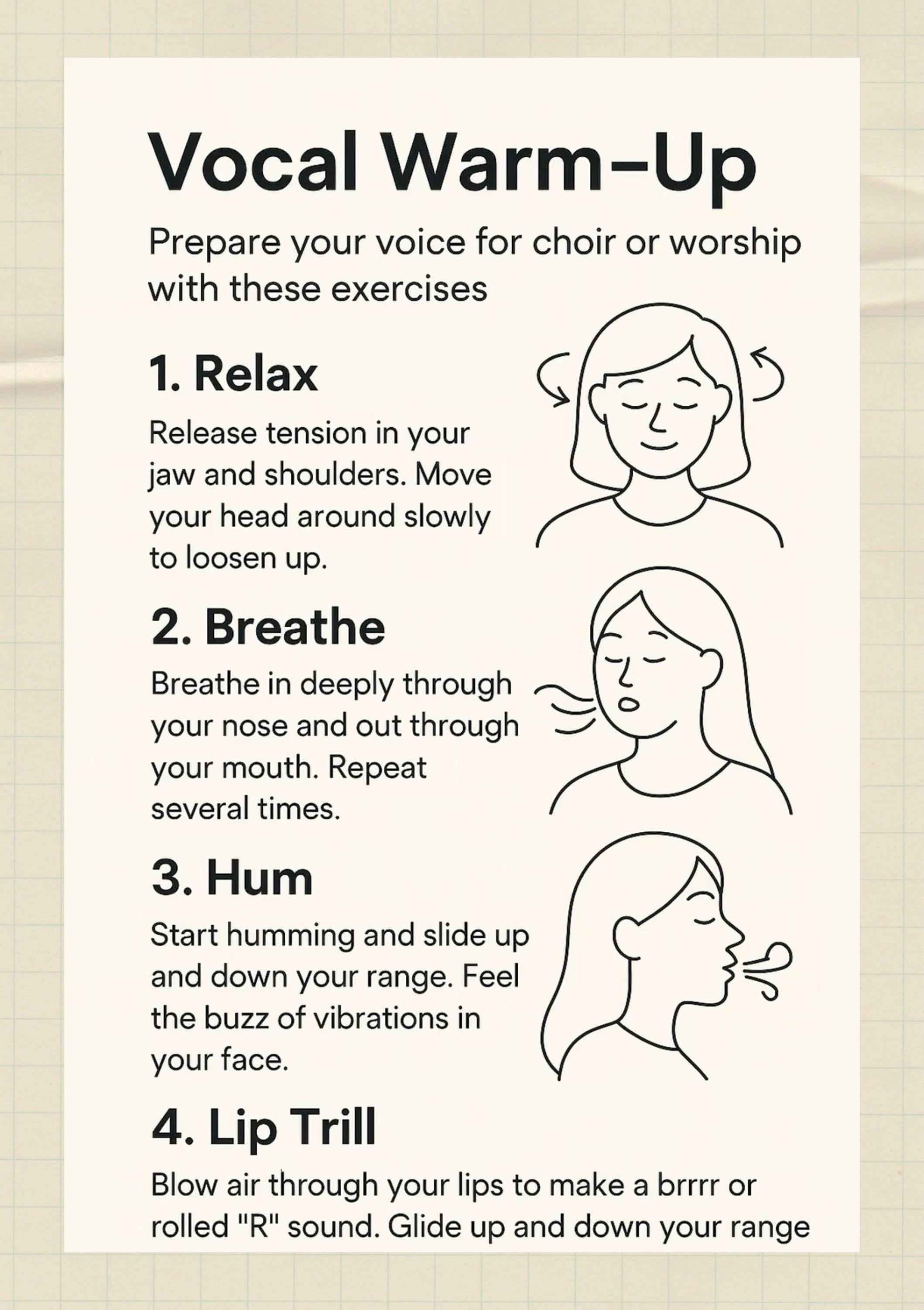 Vocal Warm-up Printable | Choir & Worship Team Voice Exercises ...