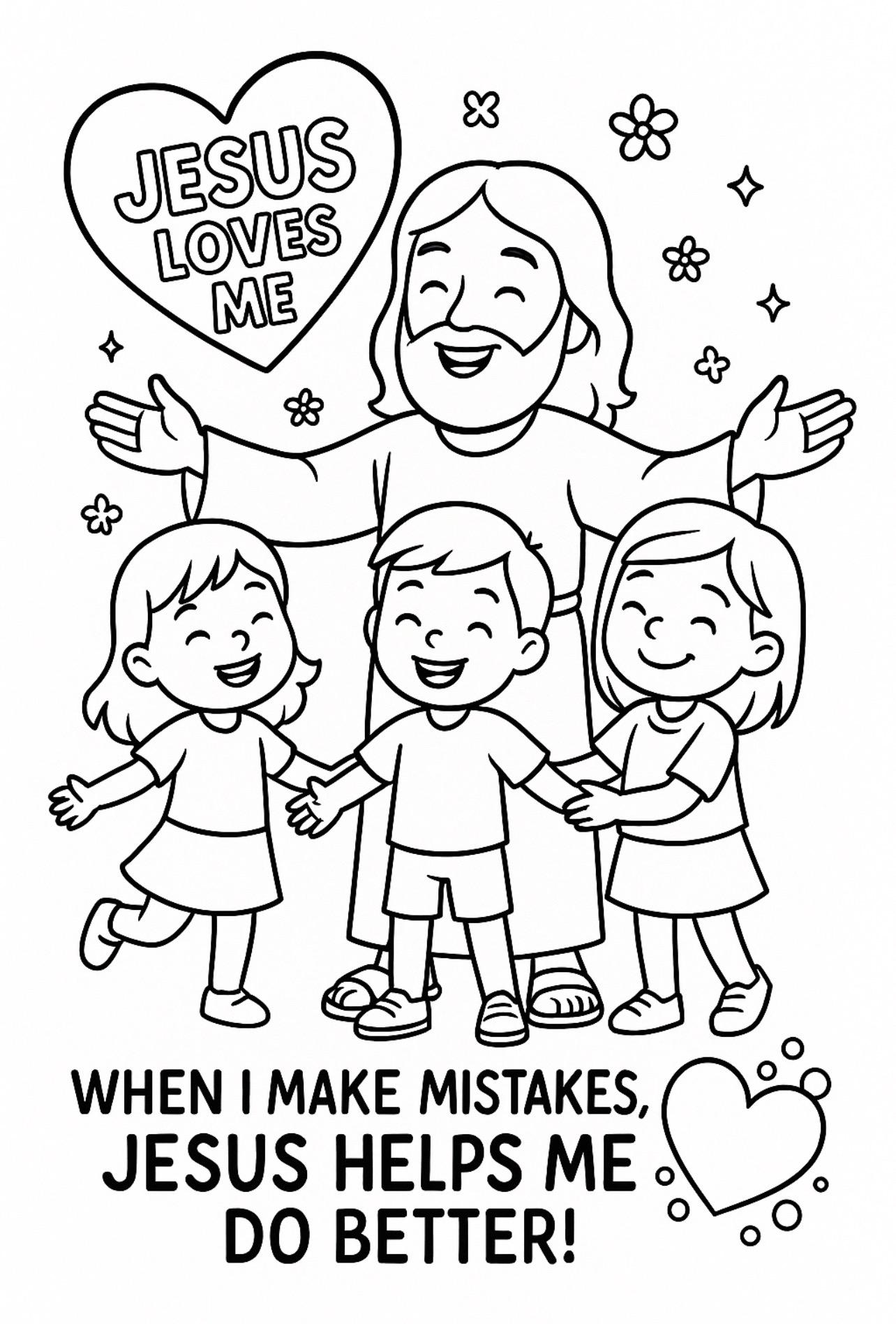 Jesus Loves Me Coloring Page: Christian Kids Activity (PDF) - Etsy