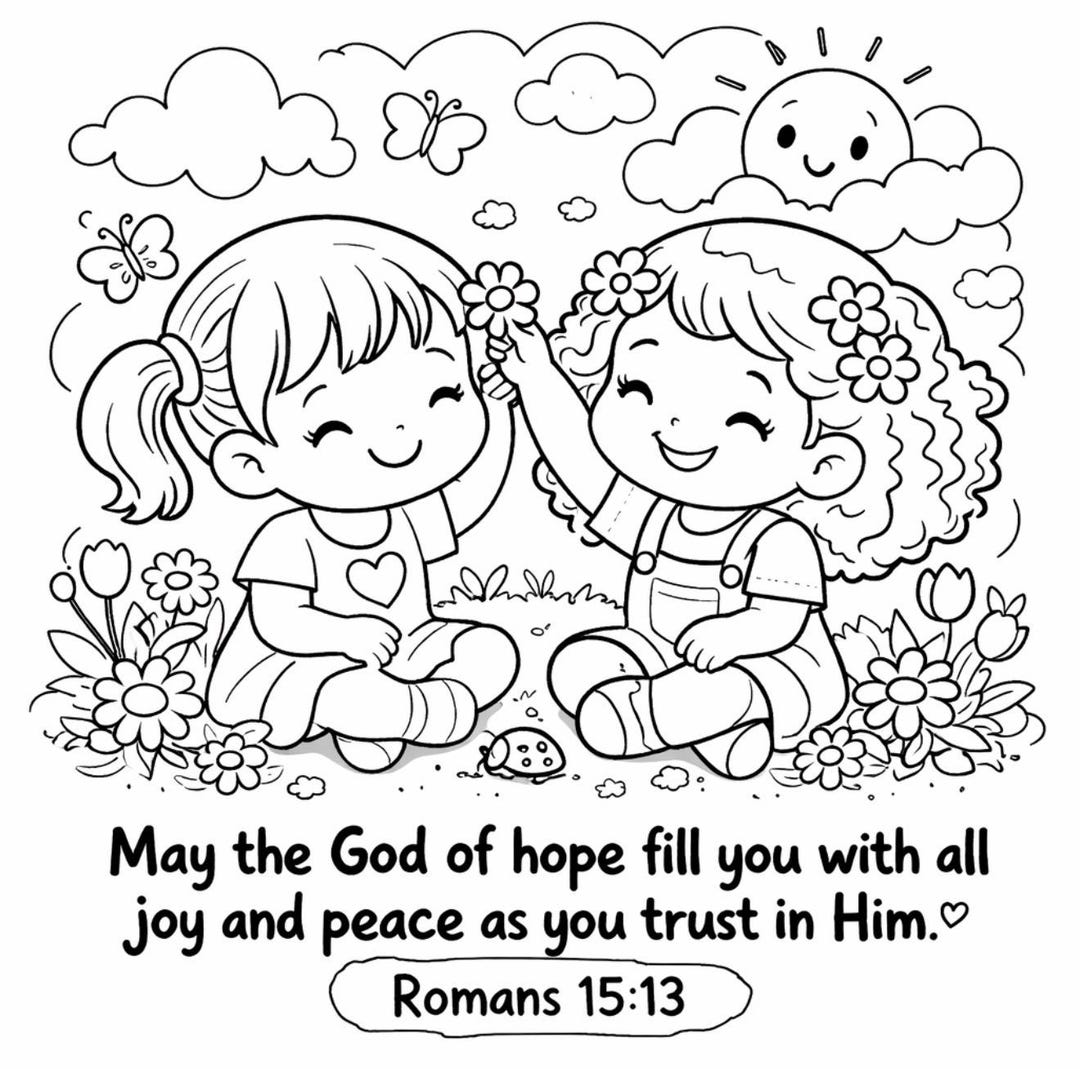 Romans 15:13 Coloring Page | Christian Preschool Activity (digital ...