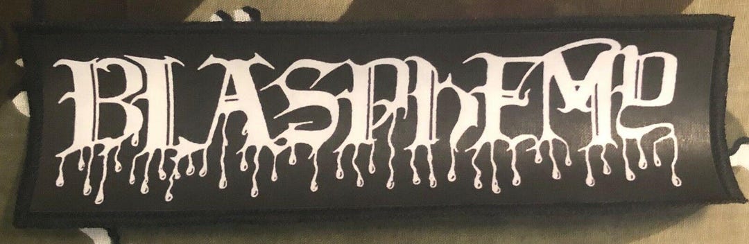 Blasphemy Black Metal Logo Large Super Strip Sublimated Printed Patch ...