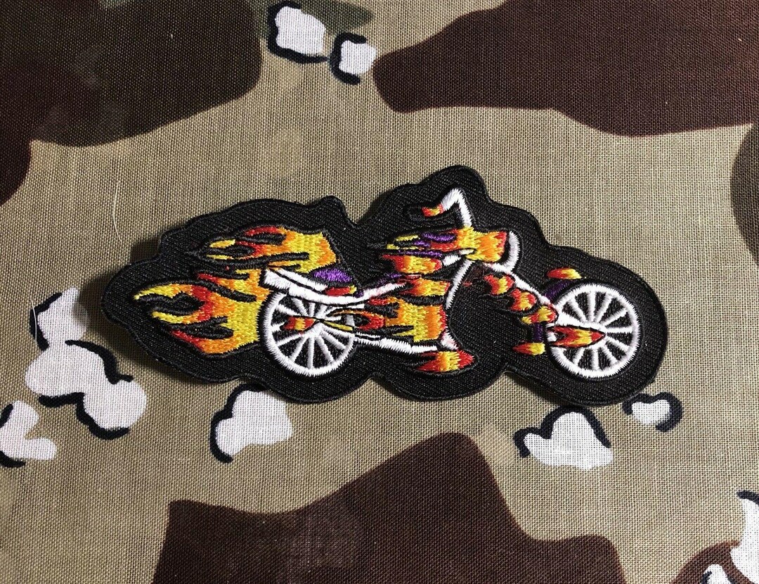 Motorcycle Flame Embroidered Patch M012P Harley Davidson Biker Triumph ...