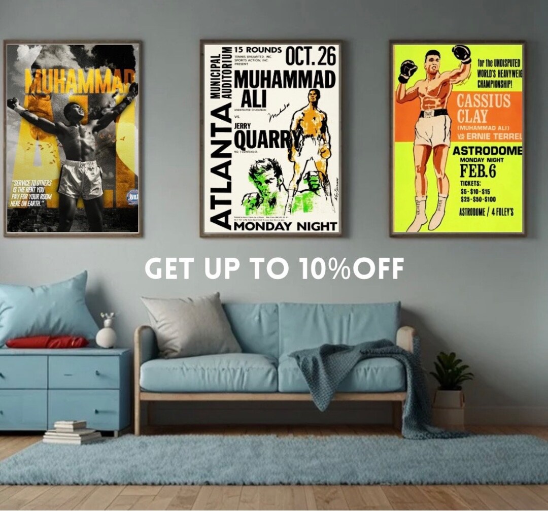 Muhammad Ali Boxing Legend Posters Iconic Matches, Quotes Vintage Art ...