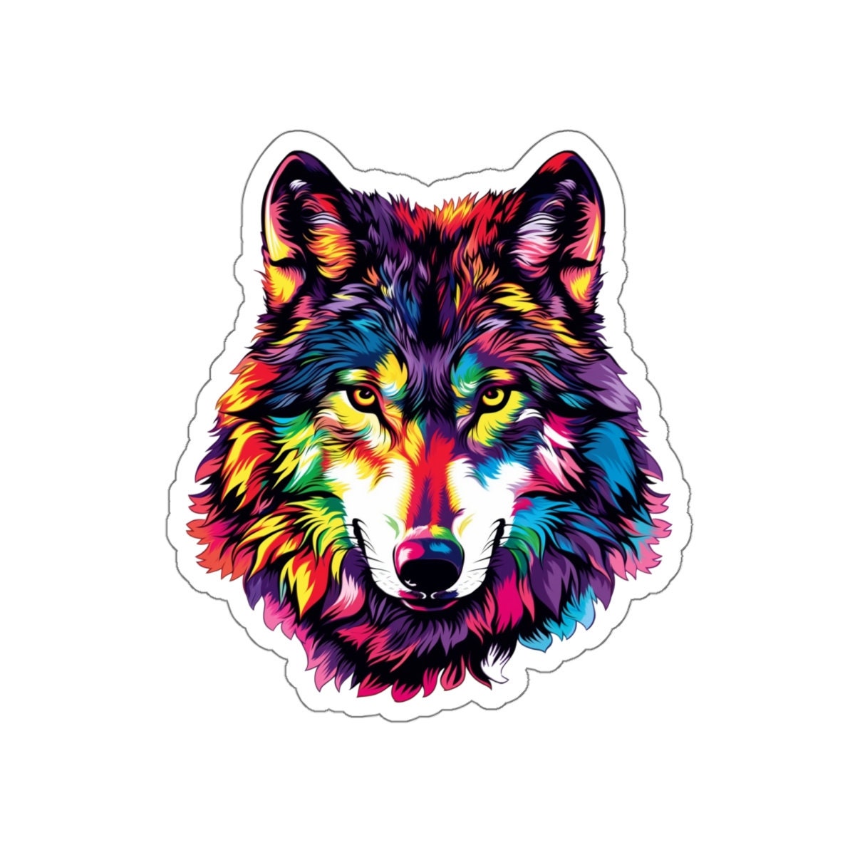 Sticker Wolf Sticker, Colorful, Die Cut Vinyl Sticker, Premium ...