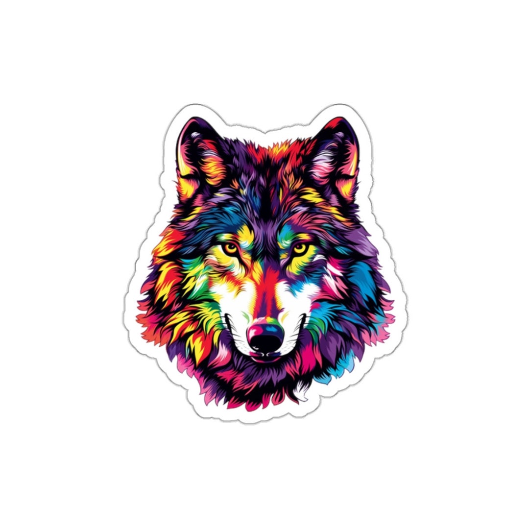 Sticker Wolf Sticker, Colorful, Die Cut Vinyl Sticker, Premium ...