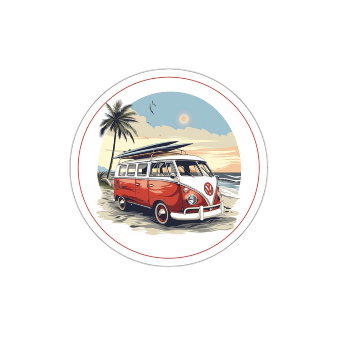 VW Van 1960's, Die Cut Vinyl Sticker, Premium Waterproof Sticker ...