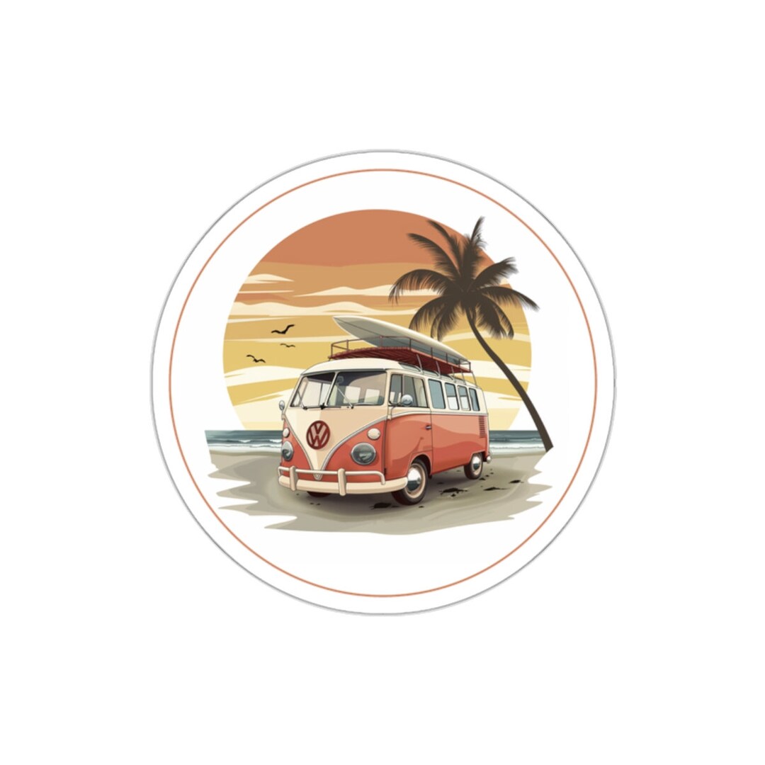 VW Van 1960's, Die Cut Vinyl Sticker, Premium Waterproof Sticker ...