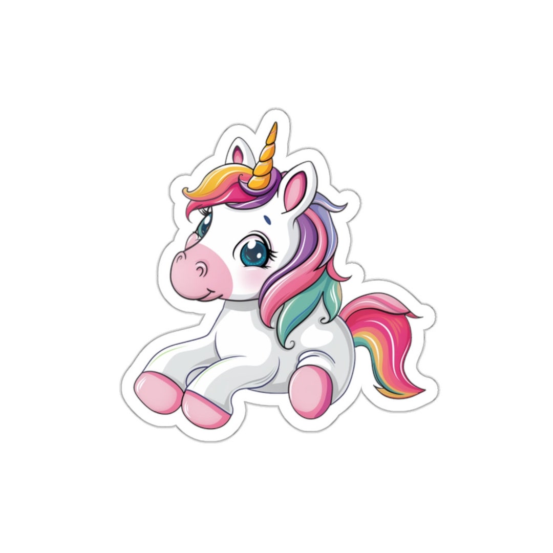 Sticker Unicorn, Cute, Kawaii, Die Cut Vinyl Sticker, Premium ...