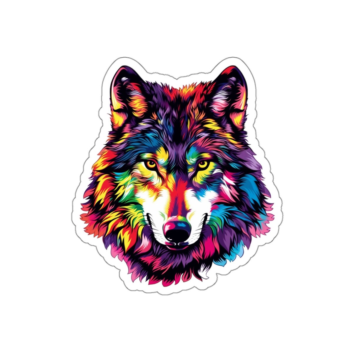Sticker Wolf Sticker, Colorful, Die Cut Vinyl Sticker, Premium ...