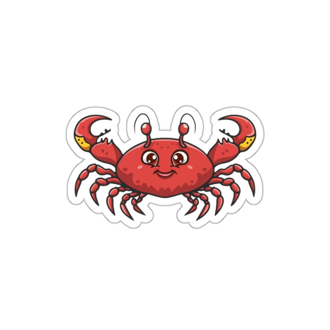 Sticker Crab, Cute, Kawaii, Die Cut Vinyl Sticker, Premium Waterproof ...