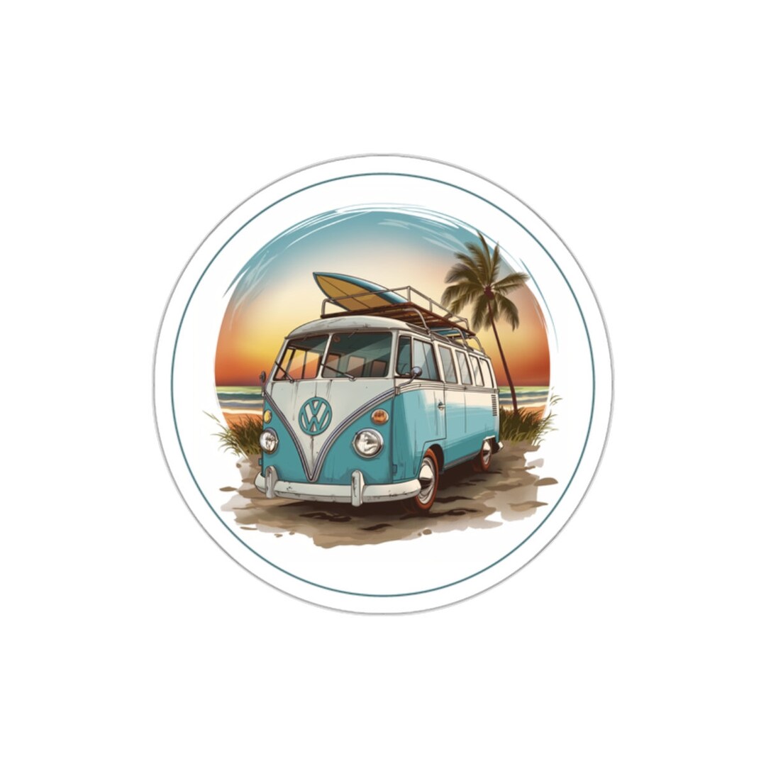 VW Van 1960's, Die Cut Vinyl Sticker, Premium Waterproof Sticker ...
