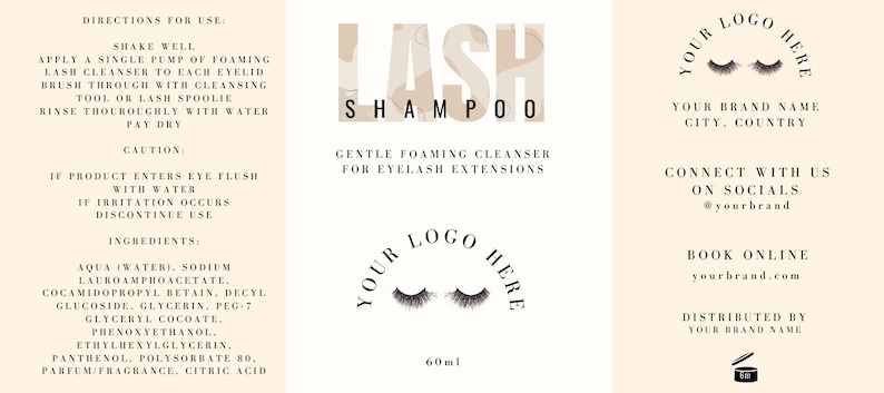 Lash Shampoo Label - Etsy