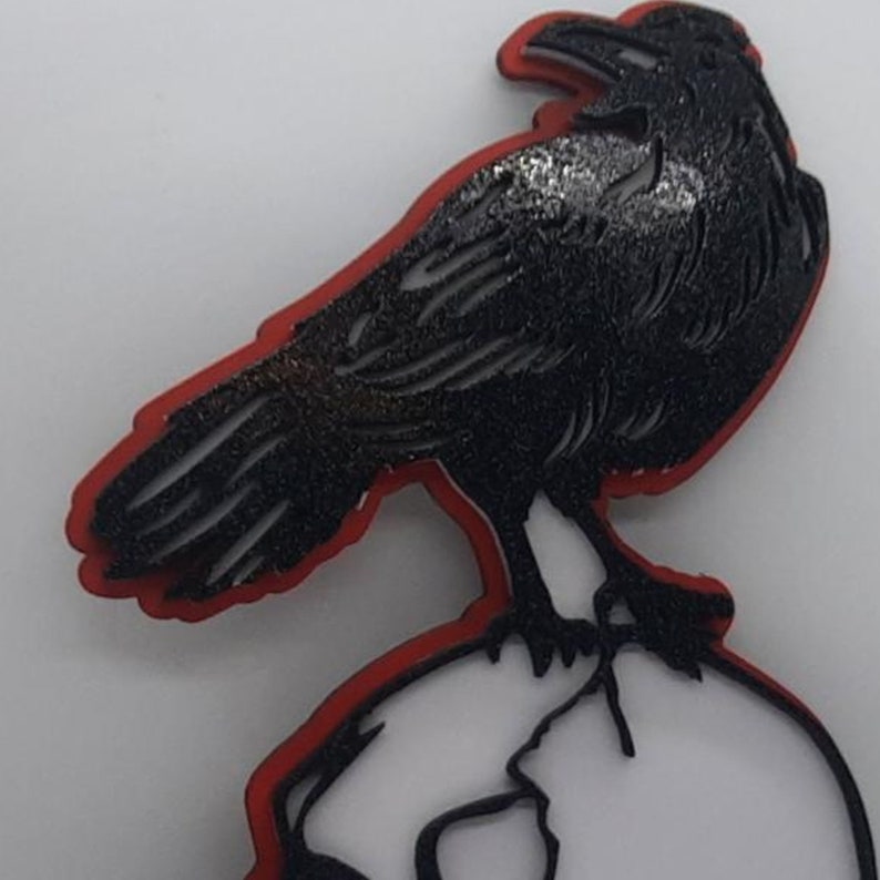 3-layer Hand Painted Raven & Skull Sign - Etsy