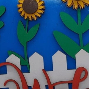 3 Layer Hand Painted Welcome Wood Sign With Sunflowers - Etsy