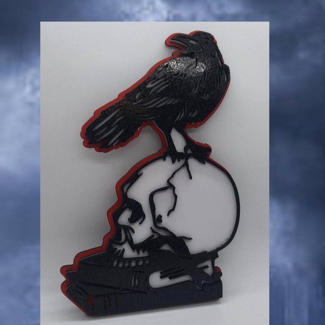 3-layer Hand Painted Raven & Skull Sign - Etsy