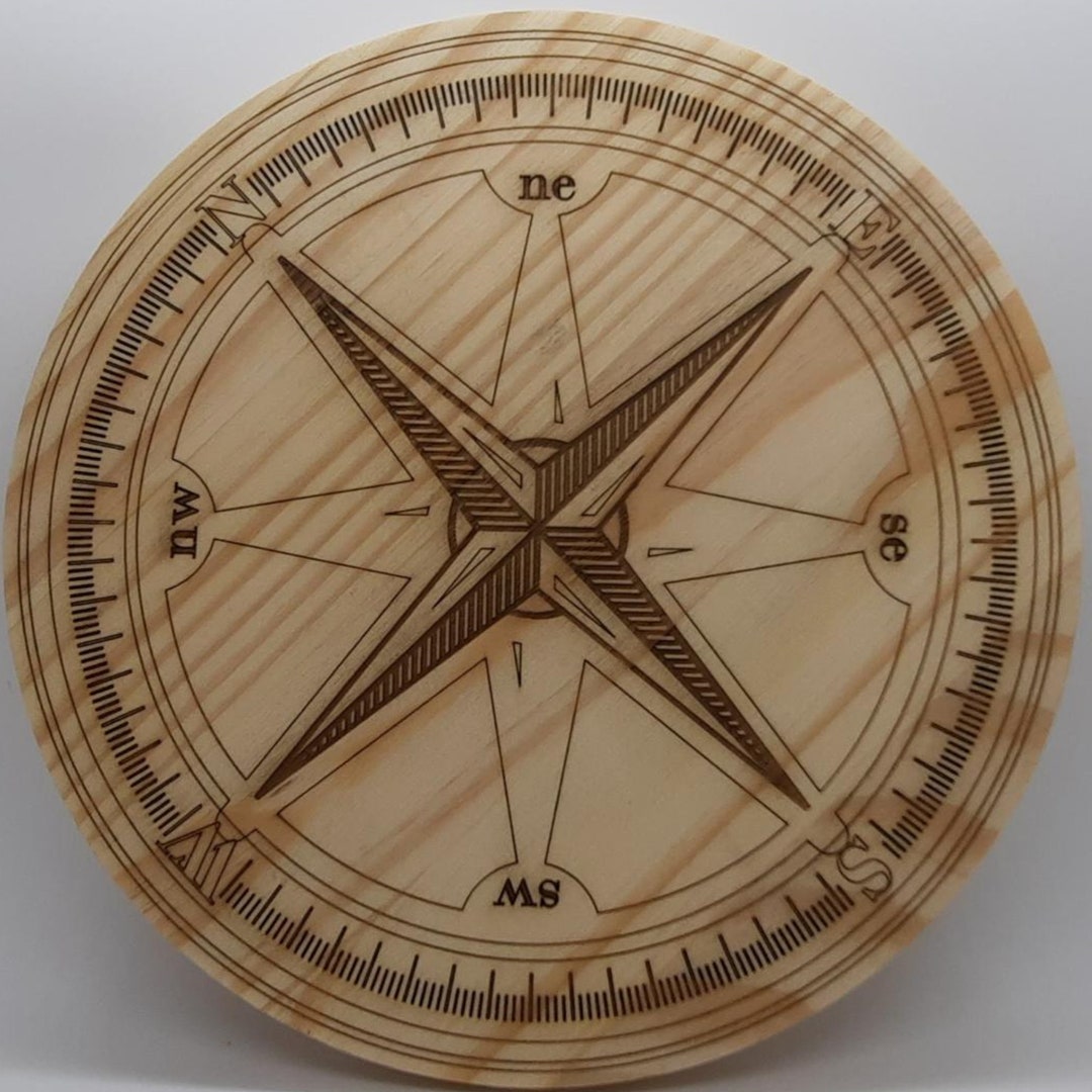 Wood Etched Compass Sign - Etsy