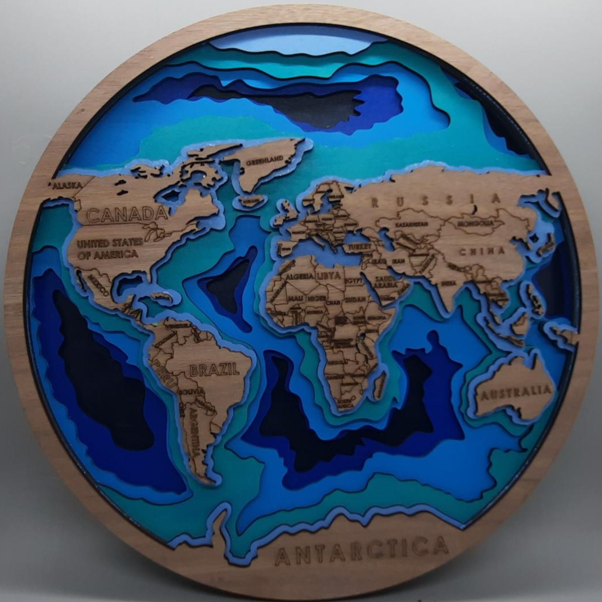 6-layer 3D World Map W/stand - Etsy