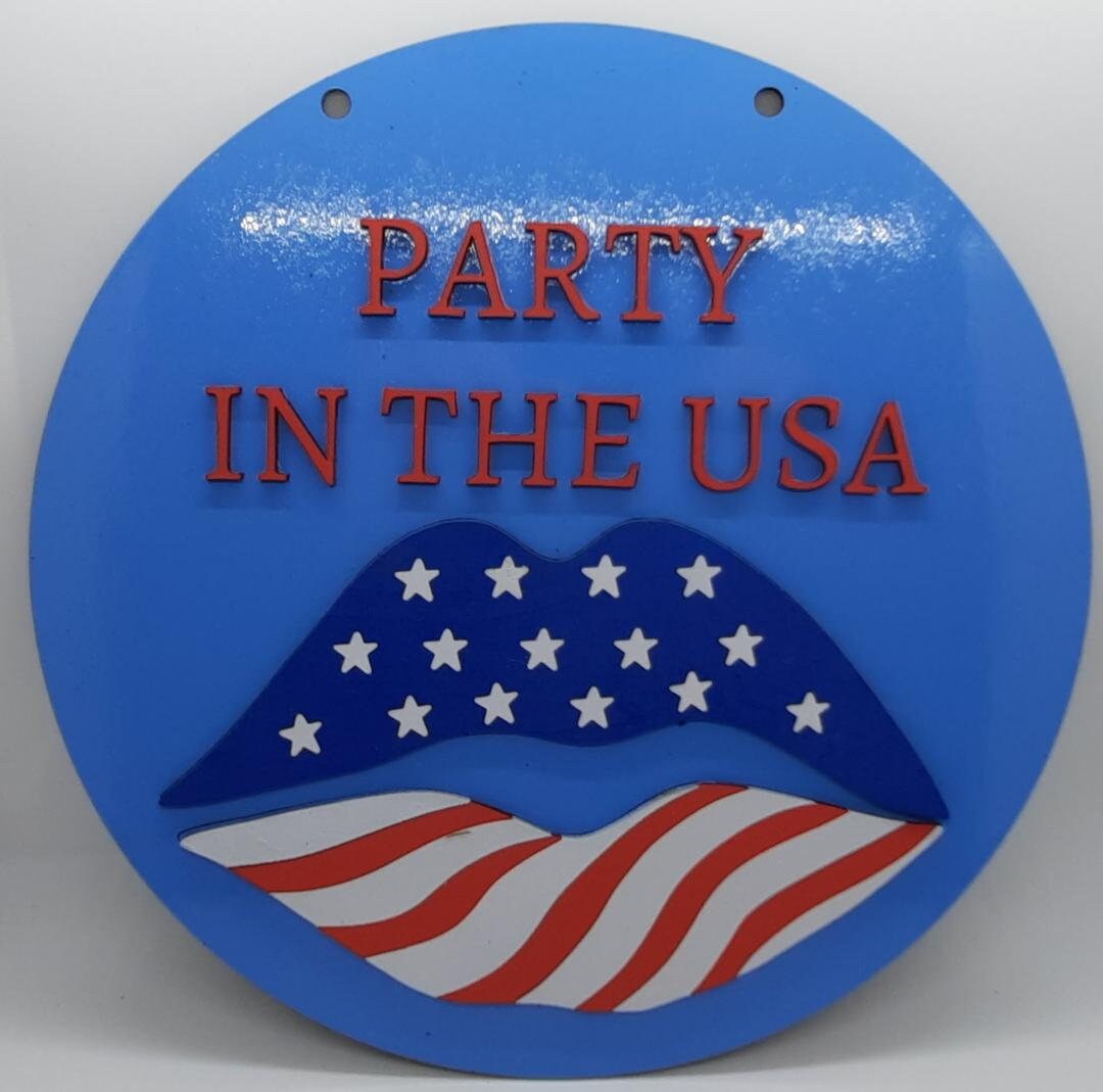 2-layer Hand Painted Party in the USA Wood Sign - Etsy
