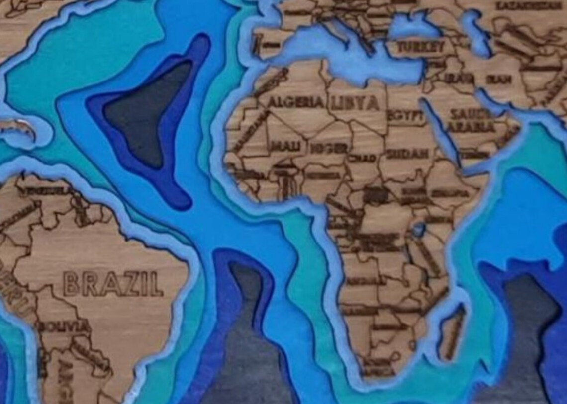 6-layer 3D World Map W/stand - Etsy