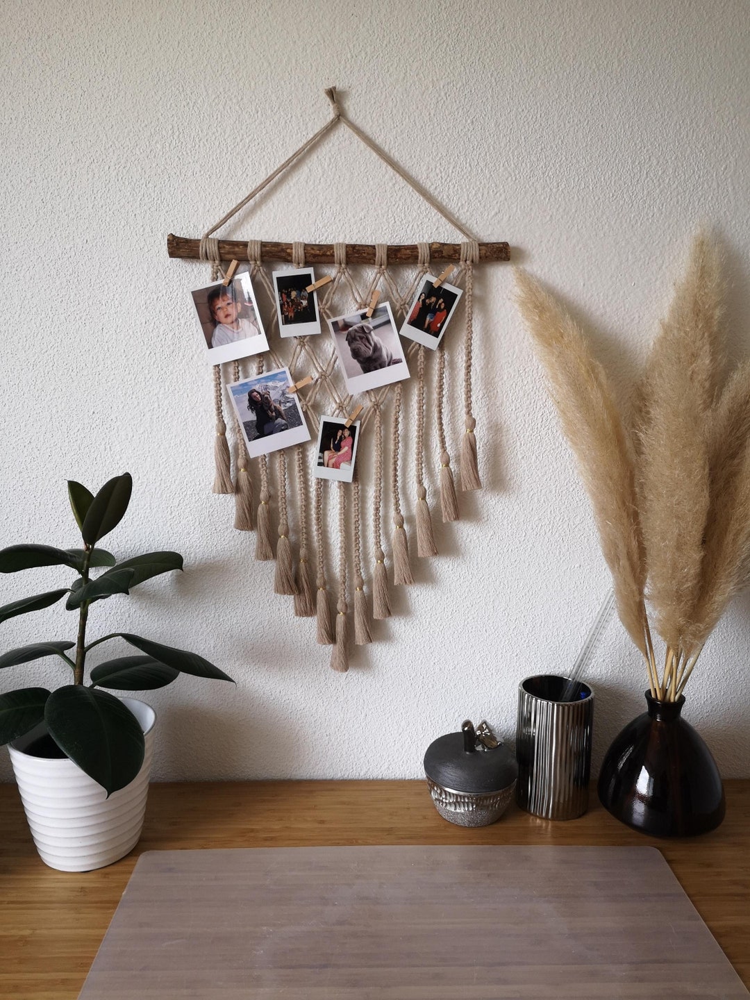 Macramé Photo Holder, Polaroid Photo Holder, Wall Decoration, Macramé ...