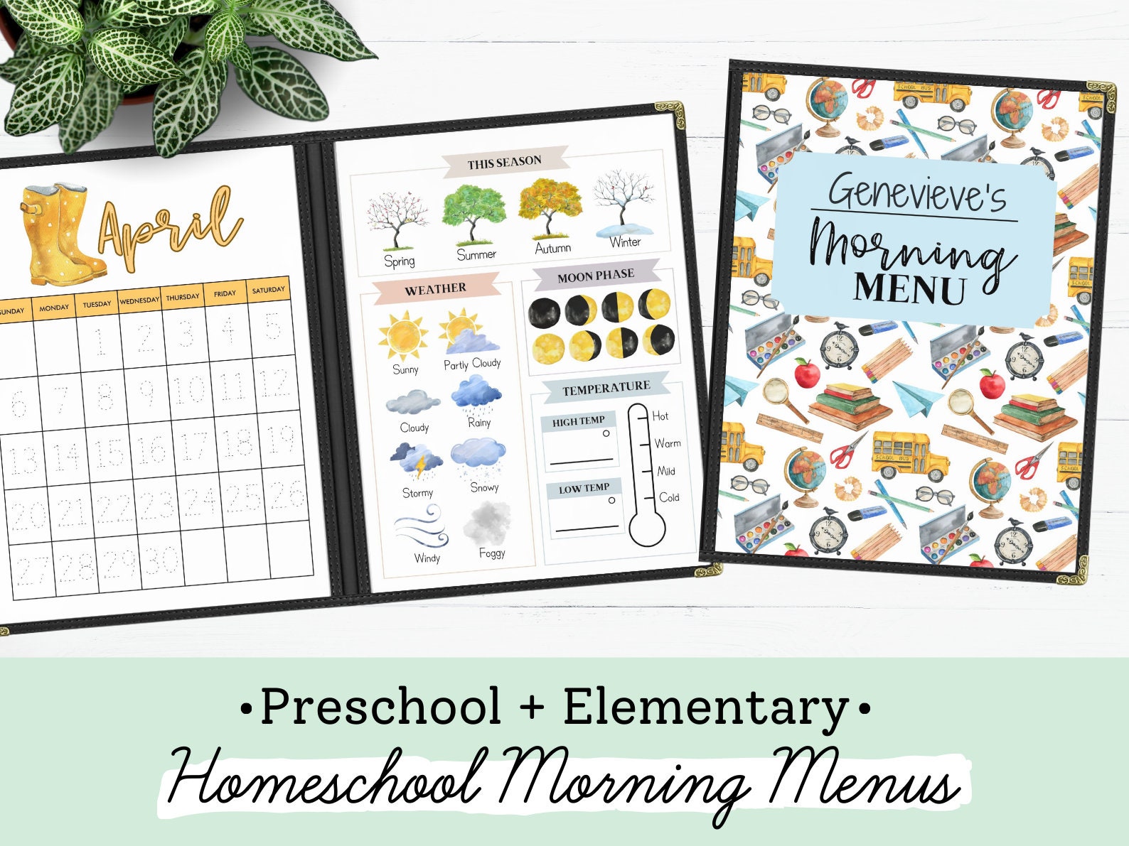 Homeschool Morning Menu, Printable Calendar Time Activities ...