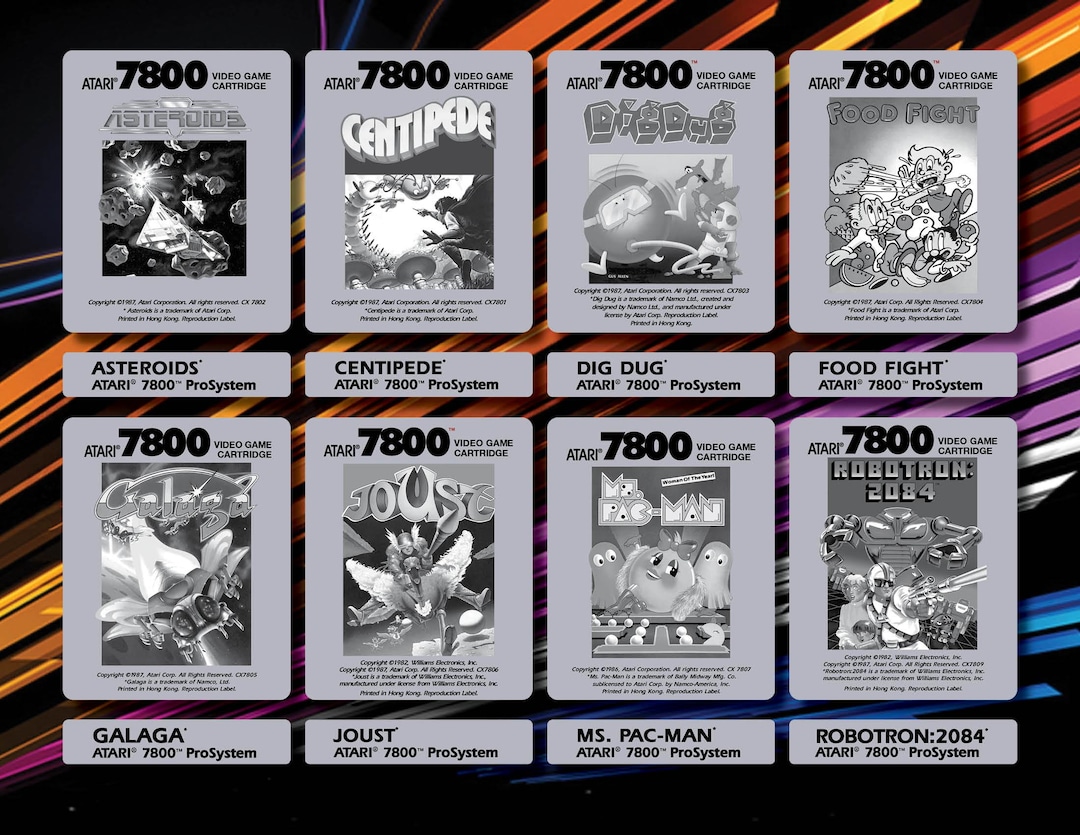 Atari 7800 Replacement Game Cartridge Labels - Etsy