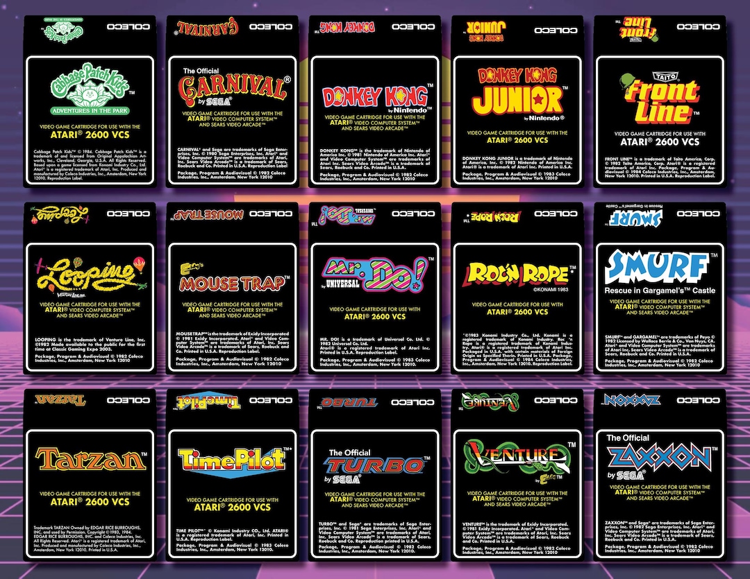 Atari 2600 (coleco) Replacement Game Cartridge Labels - Etsy