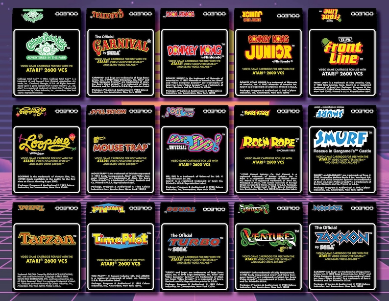Atari 2600 (coleco) Replacement Game Cartridge Labels - Etsy