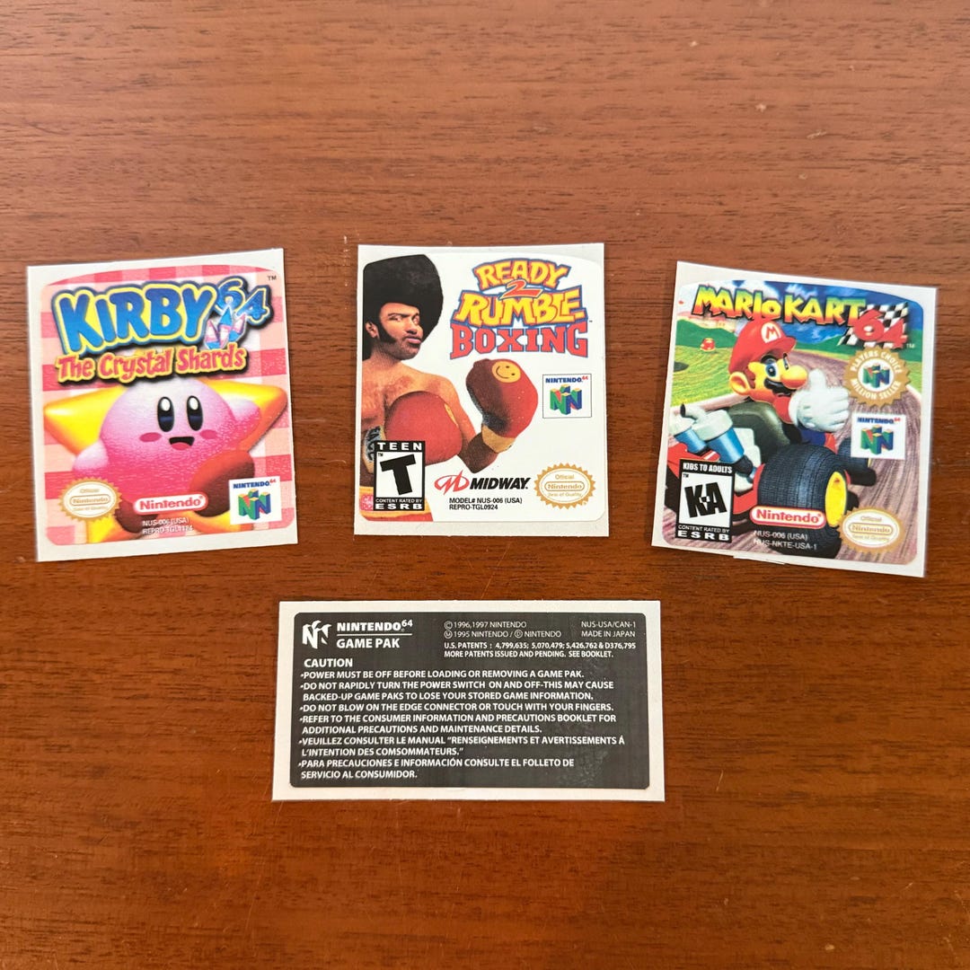 Nintendo 64 (N64) Replacement Game Cartridge Labels - Etsy