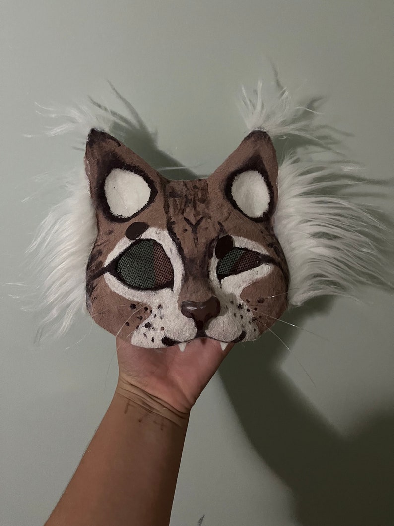 Bobcat/lynx Therian Mask With Whiskers - Etsy