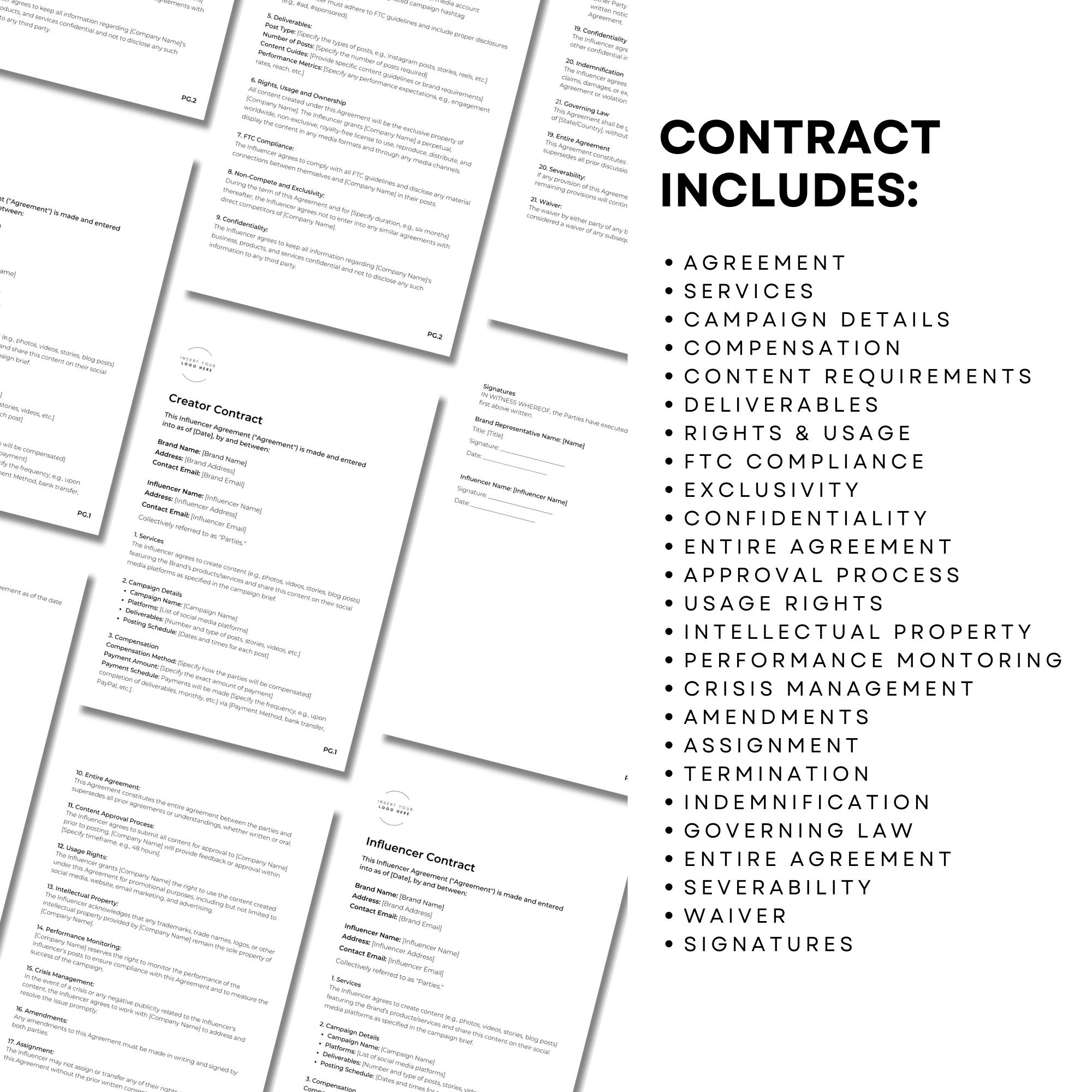 Influencer & UGC Contract Template: Customizable Agreement (canva ...