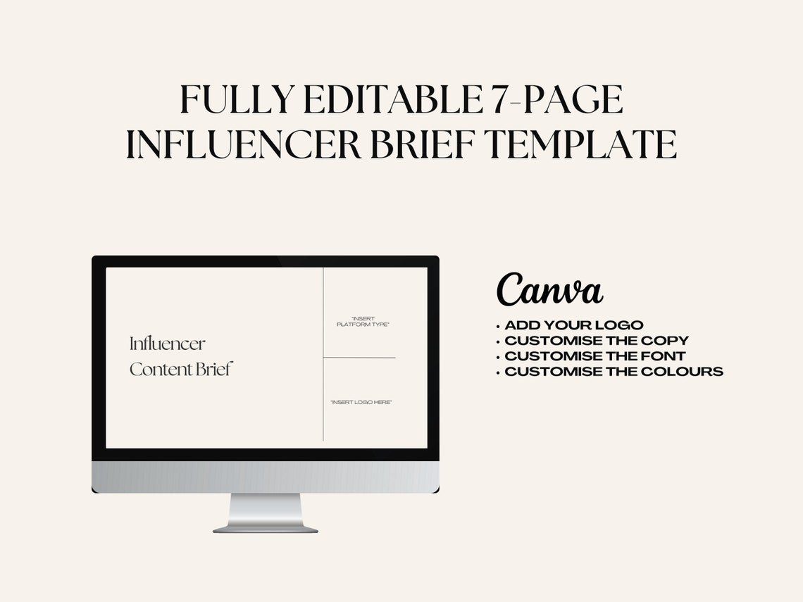 Influencer Brief Template, UGC Content Brief, Editable Influencer ...
